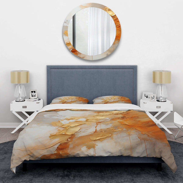 Gold White Champagne Sunrise Spirals I - Duvet Cover Set – Designart | Wall Art, Mirrors, Chairs ...