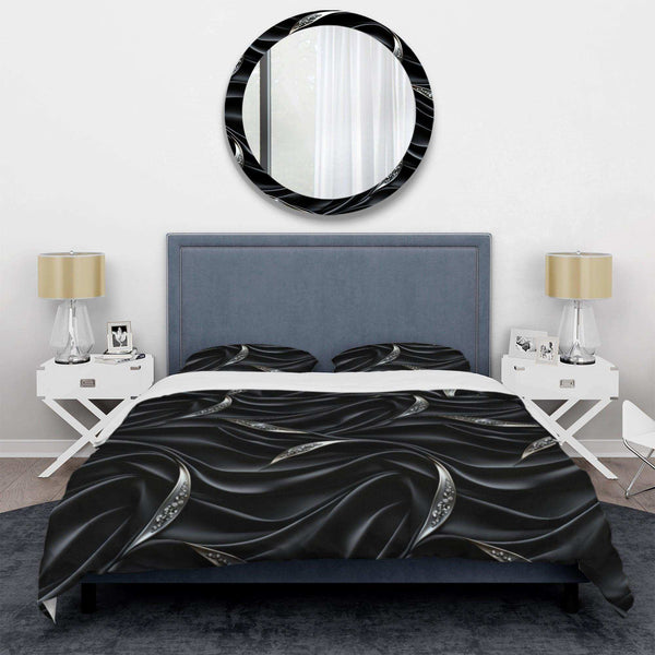 Deep Black Silver Elegance - Duvet Cover Set – Designart | Wall Art ...