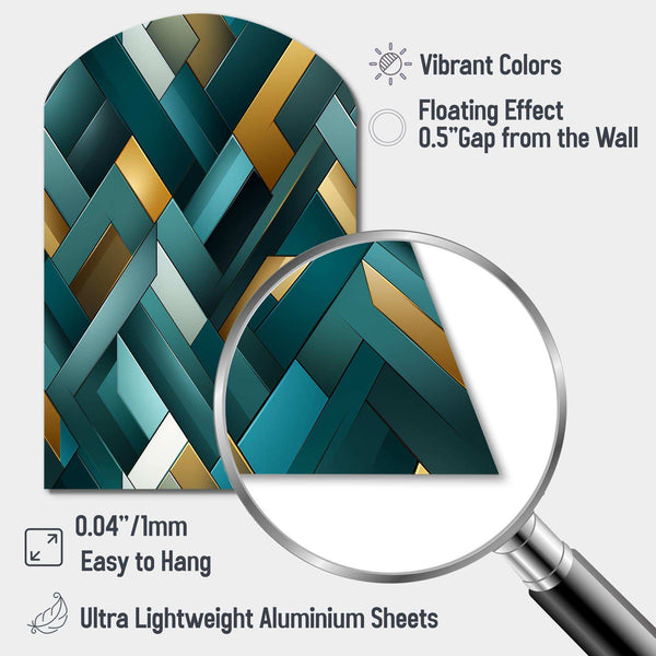 Teal Modern Geometric Tiles - Asymmetric Metal Wall Art – Designart ...