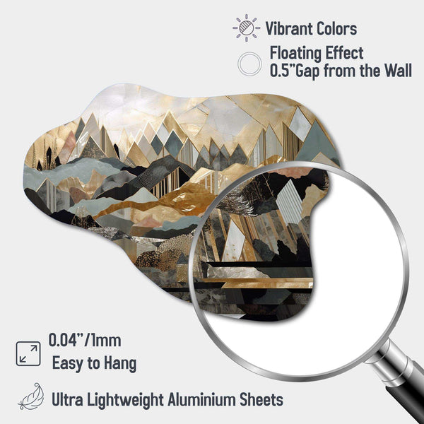 Grey And Gold Geometric Horizons I - Asymmetric Metal Wall Art ...