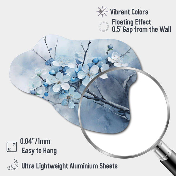 Apple Blossom Monochromatic Elegance VII - Asymmetric Metal Wall Art ...