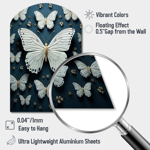 White Black Butterfly Fluttering Wings Butterflies - Asymmetric Metal ...