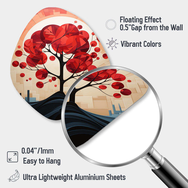 Red Maple Tree Harmony In - Asymmetric Metal Wall Art – Designart ...