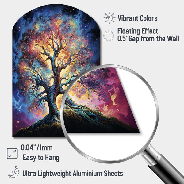 Colorful Oak Tree Eternal Strength I - Asymmetric Metal Wall Art ...