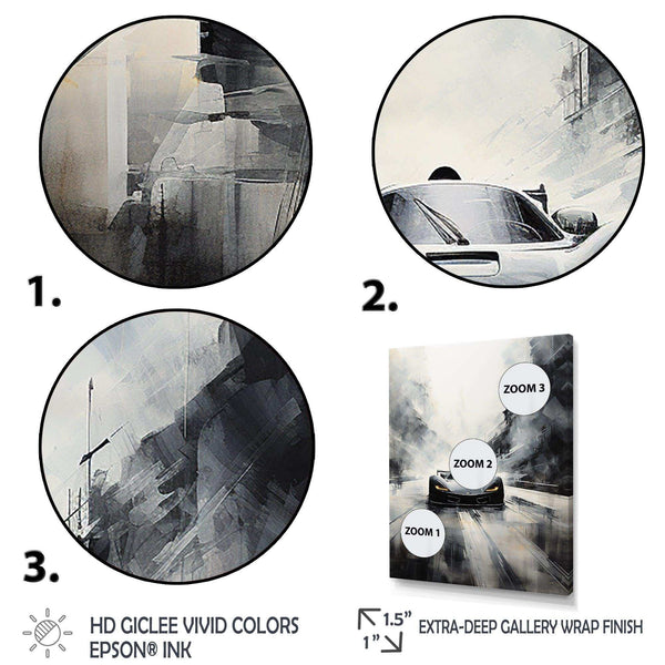 Grey minimalist race car tracks I - Architecture Canvas Wall Art ...