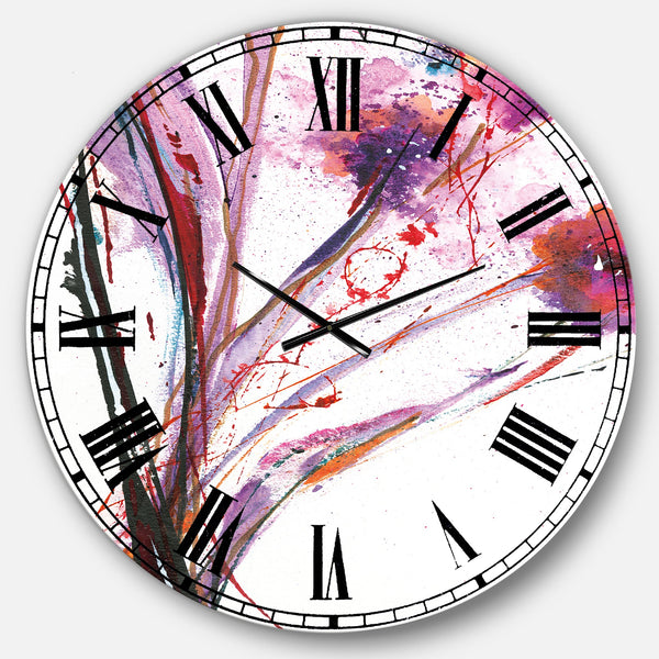 Abstract Purple Flowers - Traditional Oversized Wall CLock – Designart ...